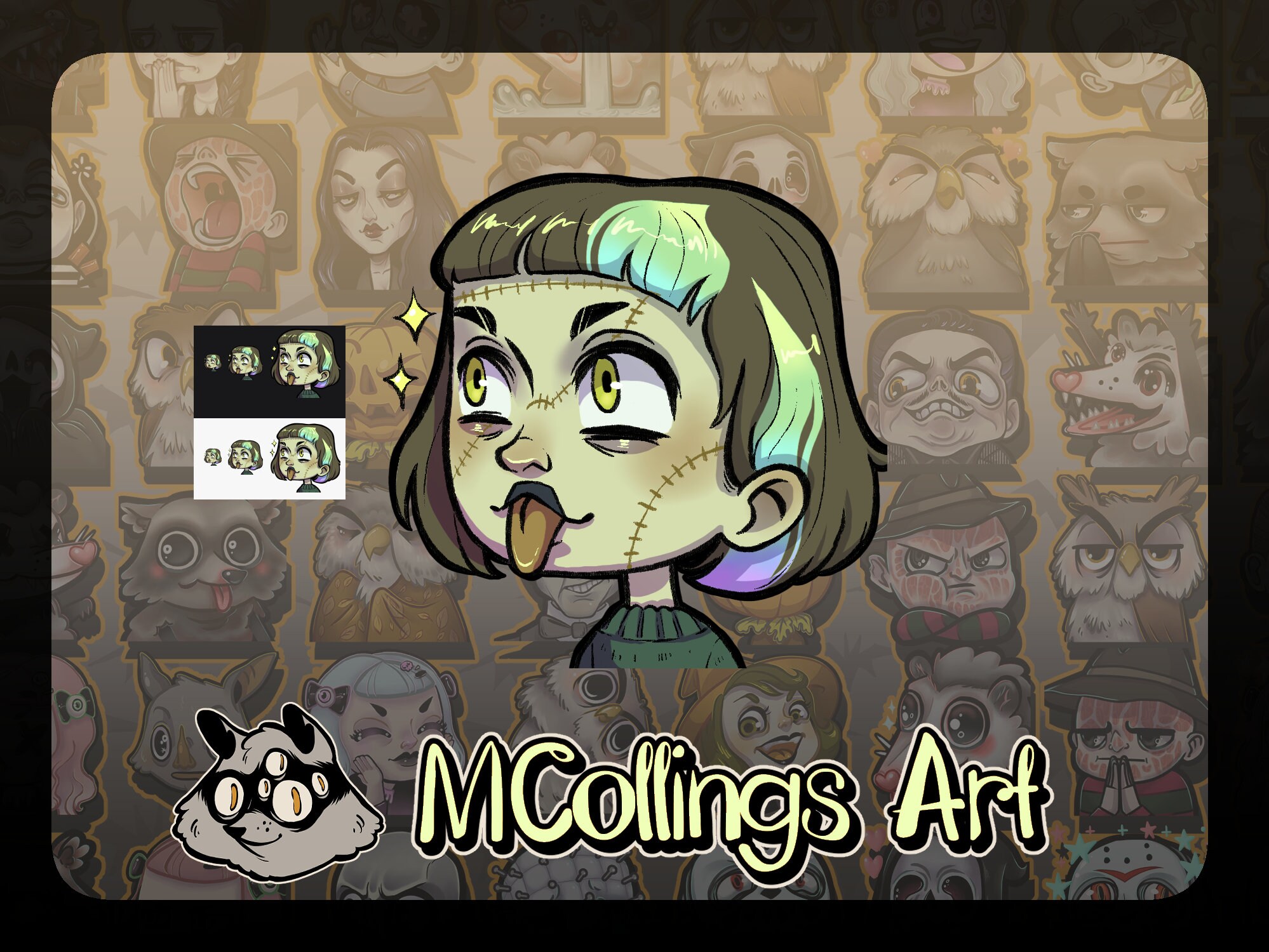 Monster Girl Frankenstein BLEP Emote Blep Emote Twitch Emote Pack ...