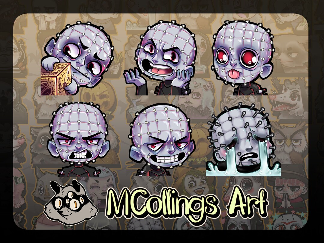 Oops All Pinhead Emote Pack Set of 6 Pinhead Horror Emotes Twitch Emote ...