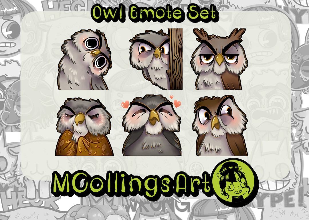 Owl Emote Set Set of 6 Twitch Emotes / Discord Emotes Derp, Uwu ...