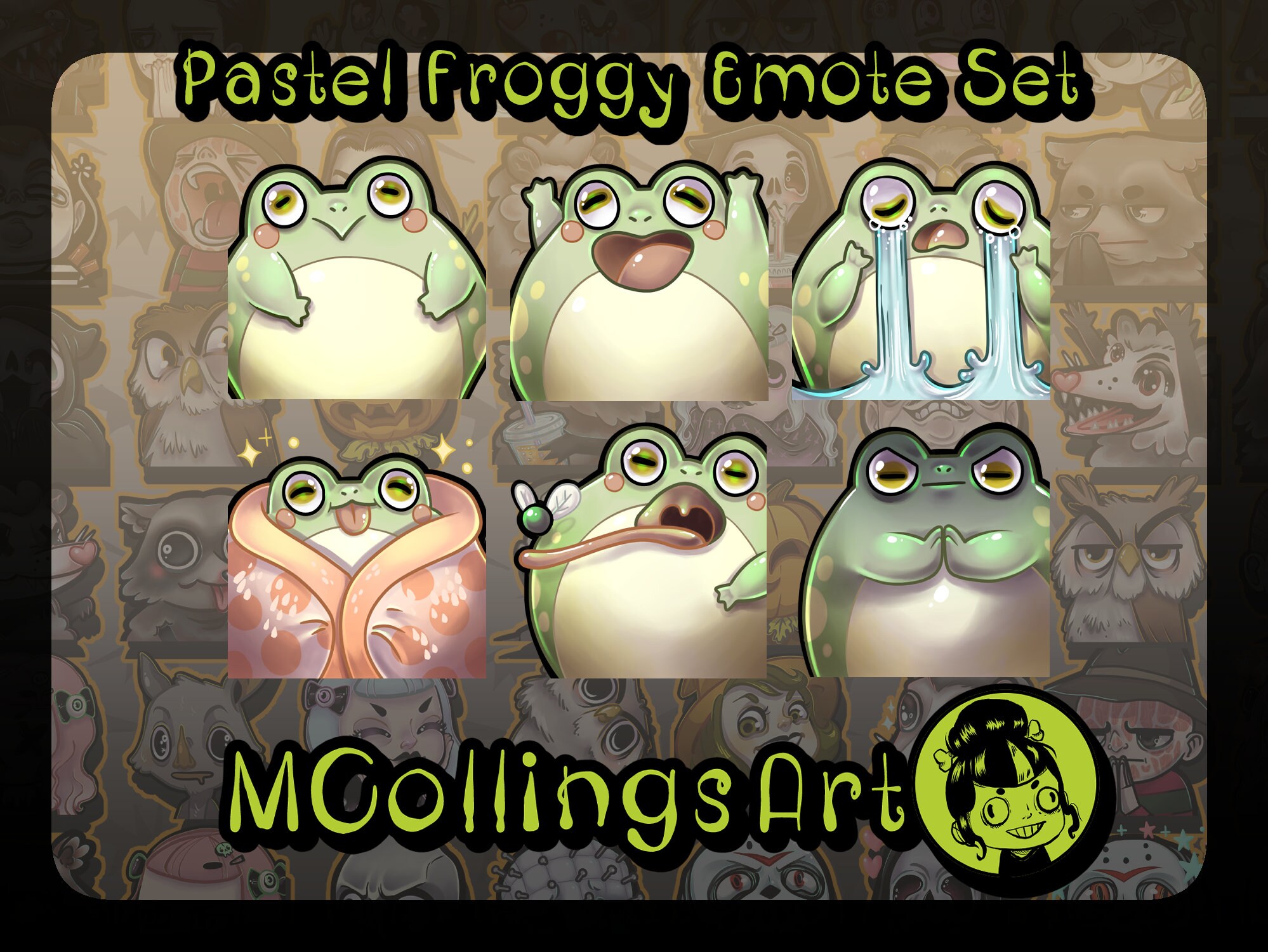 Pastel Frog Concern Emote / Frog Evil Emote / Pastel Frog Emote Single ...