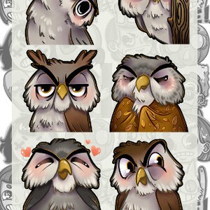 Owl Emote Set Set of 6 Twitch Emotes / Discord Emotes Derp, Uwu ...
