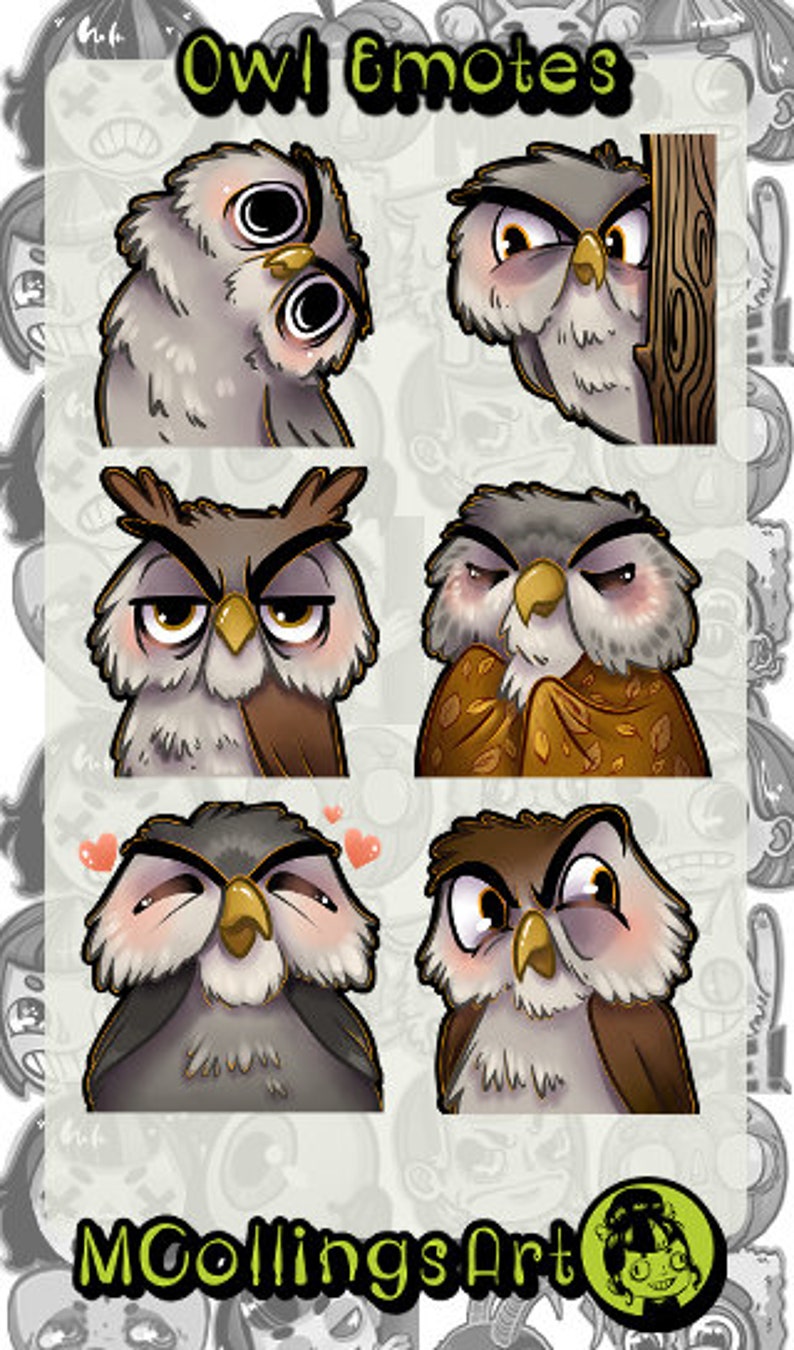 Owl Emote Set Set of 6 Twitch Emotes / Discord Emotes Derp, Uwu ...