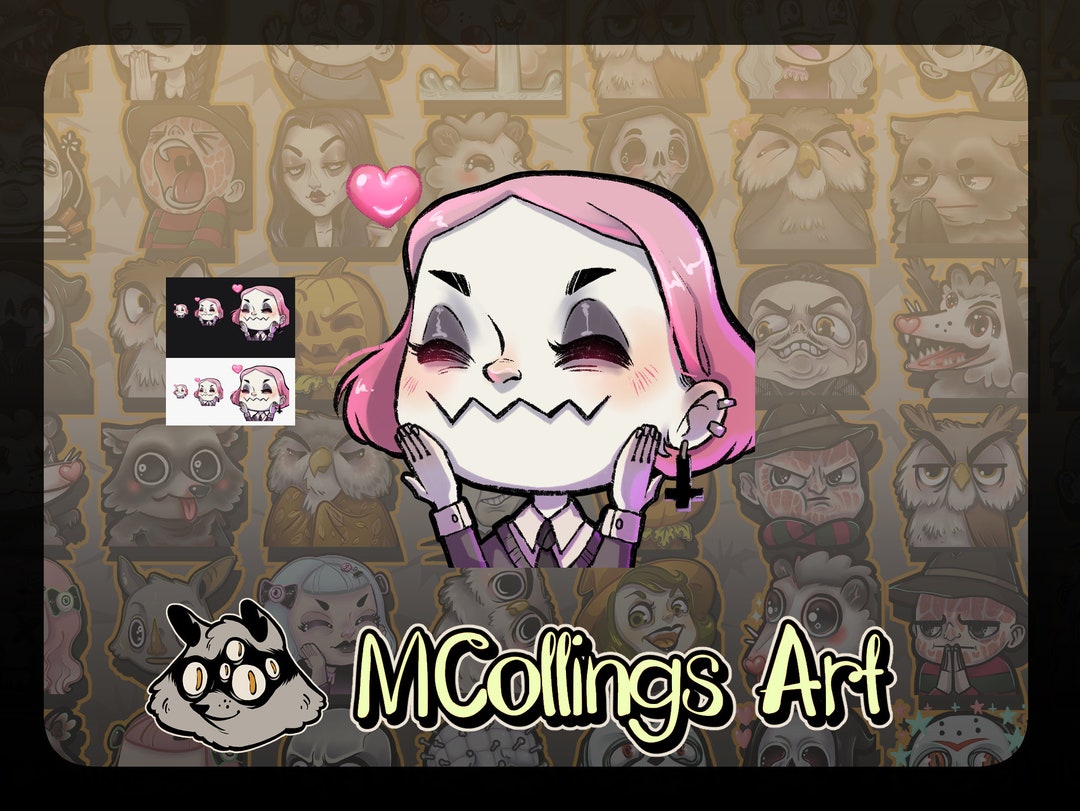 Pink Pastel Goth Single UWU Emote Spooky Valentine Twitch Emote Pack ...