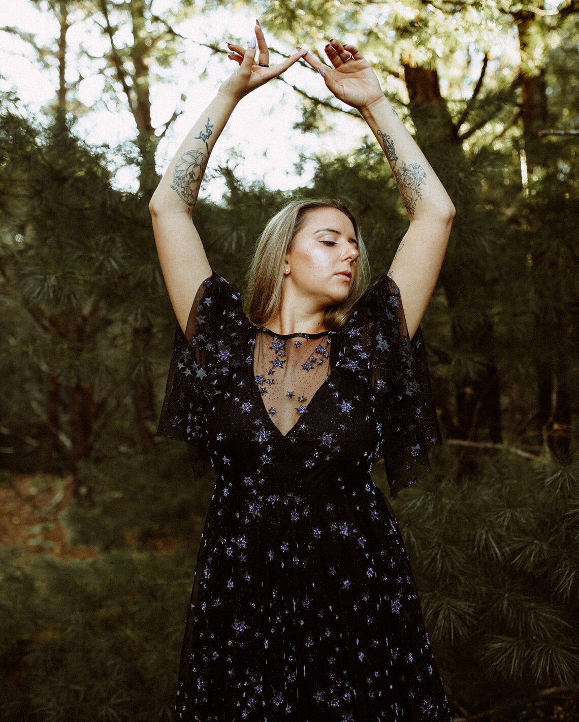 Black Skylar Dress With Blue Stars Wedding Dress Star Dress - Etsy