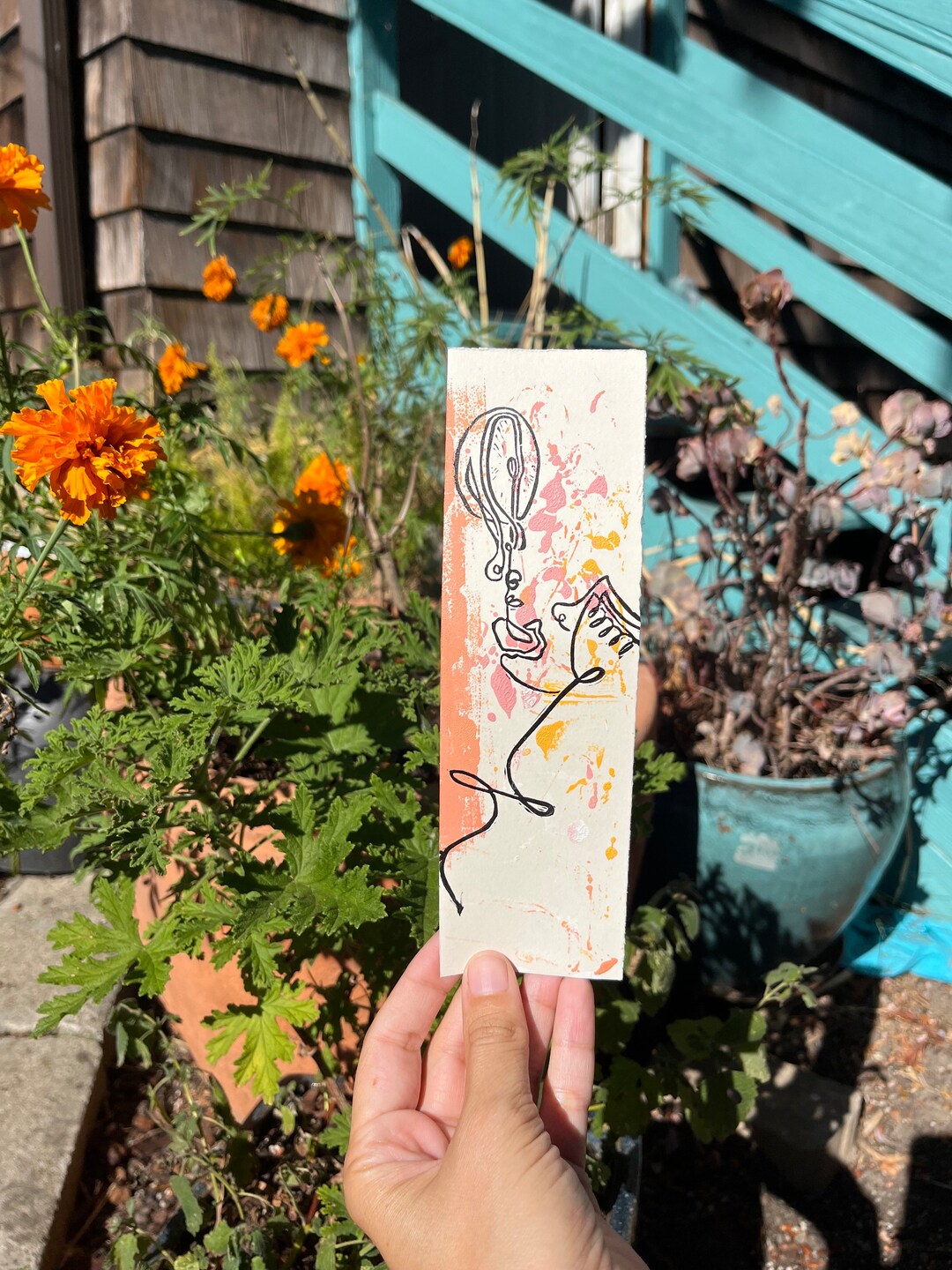 Recycled Materials Bookmark Mini Print DRIP 1 - Etsy