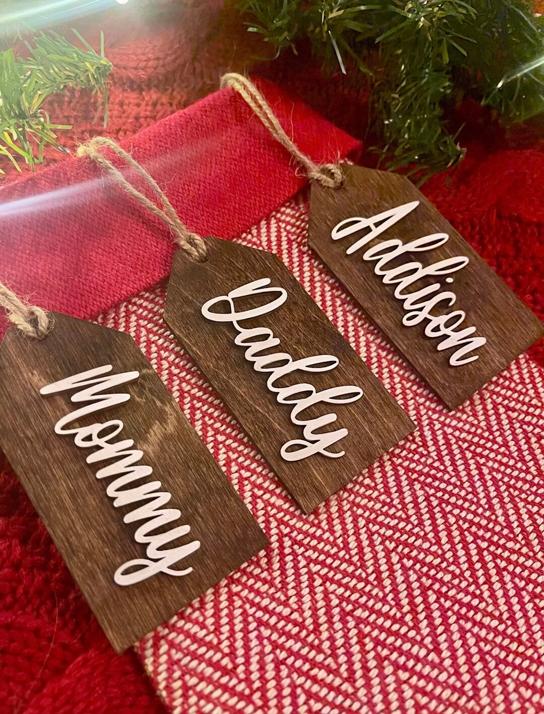 Stocking Tags Personalized Wood Stocking Tags Christmas Gift Tag Raised ...