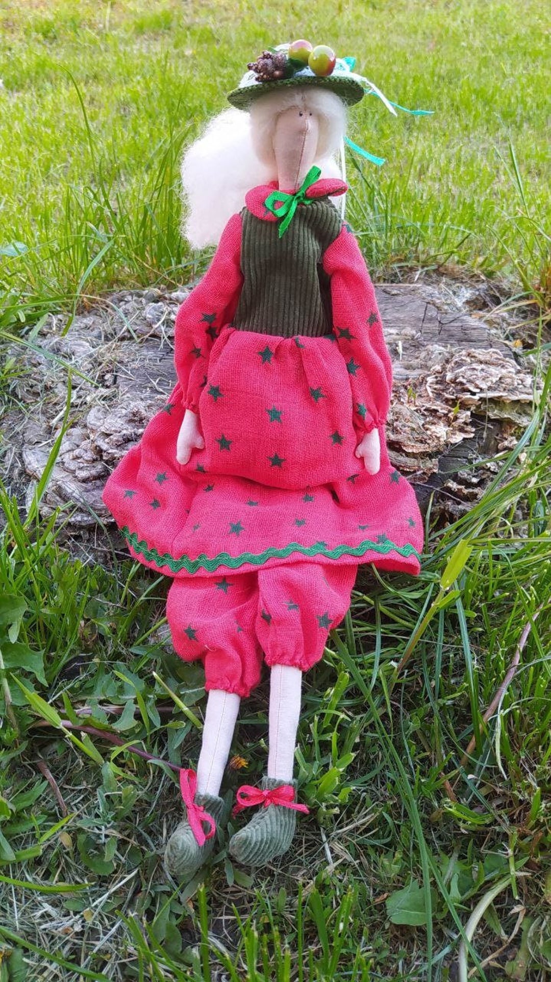 Tilda Doll With a Hat From Berries, Handmade Doll, Gift to the Girl ...