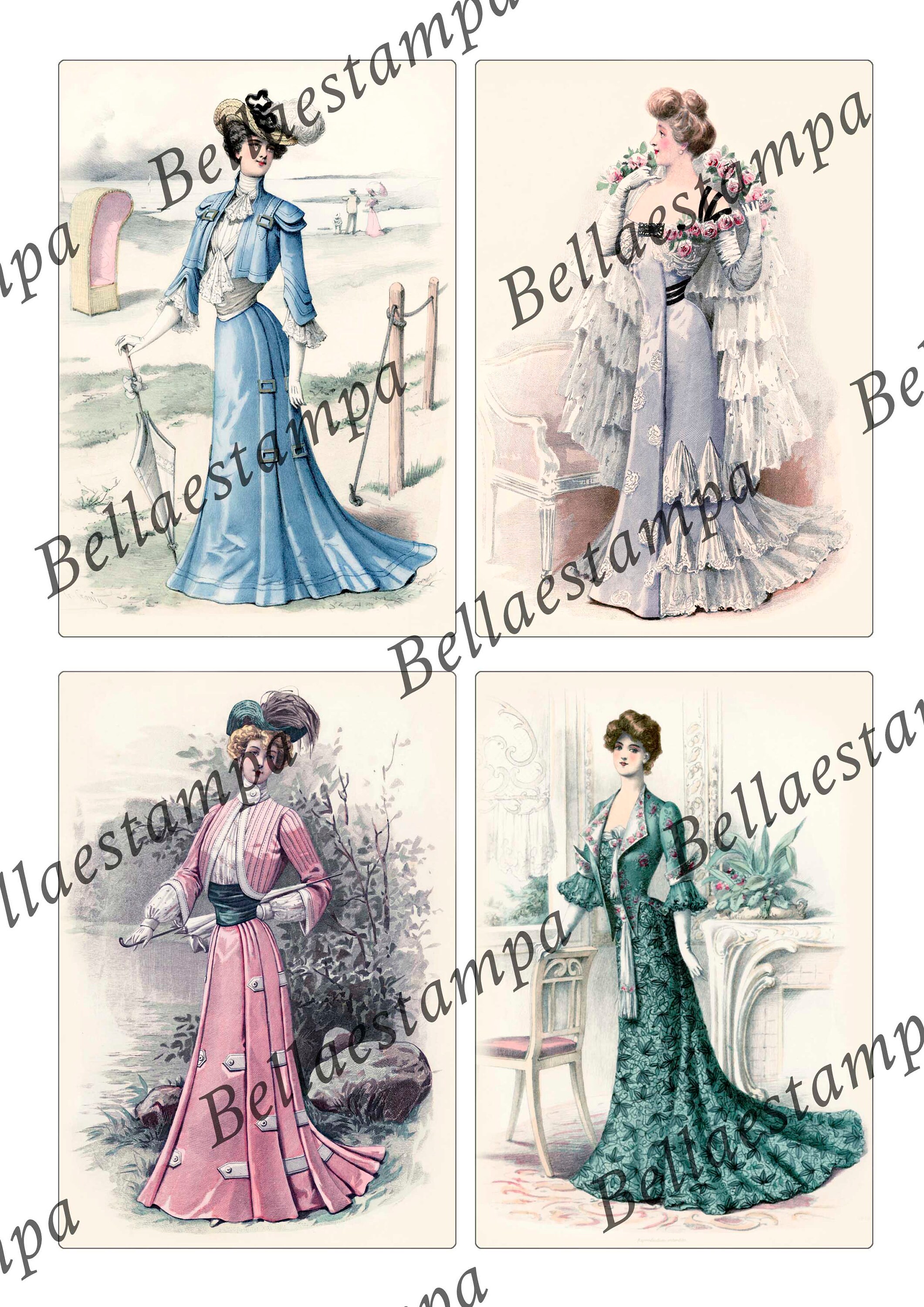 EDWARDIAN LADIES From Fashion Plates. Digital Download. Collage Sheets ...