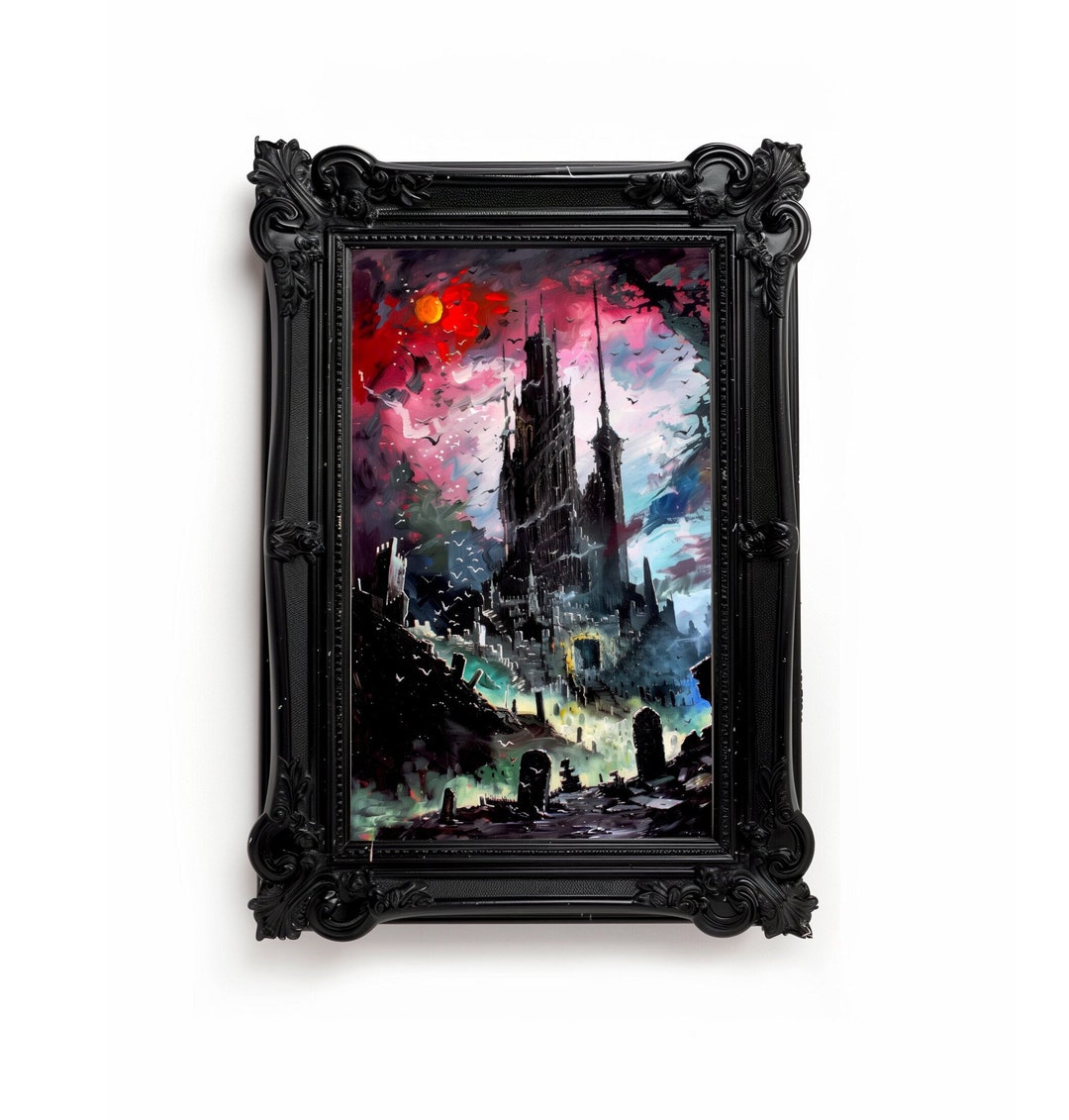Dracula Blood Moon Castle V3. Dracula Themed. Oil Painting. Dark ...