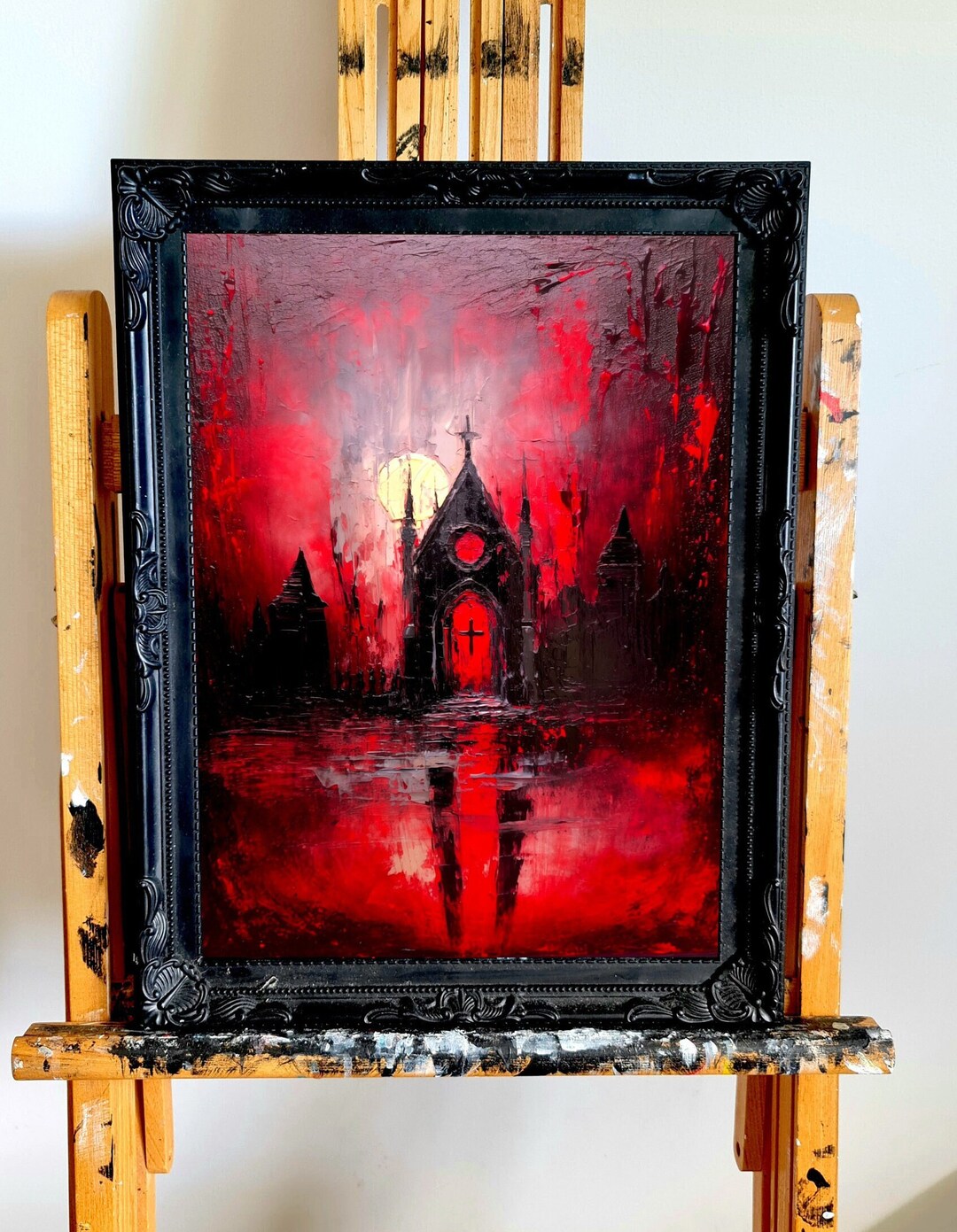Cemetery Blood Moon Oil Painting. Art Print. Original Artwork. Gothic ...
