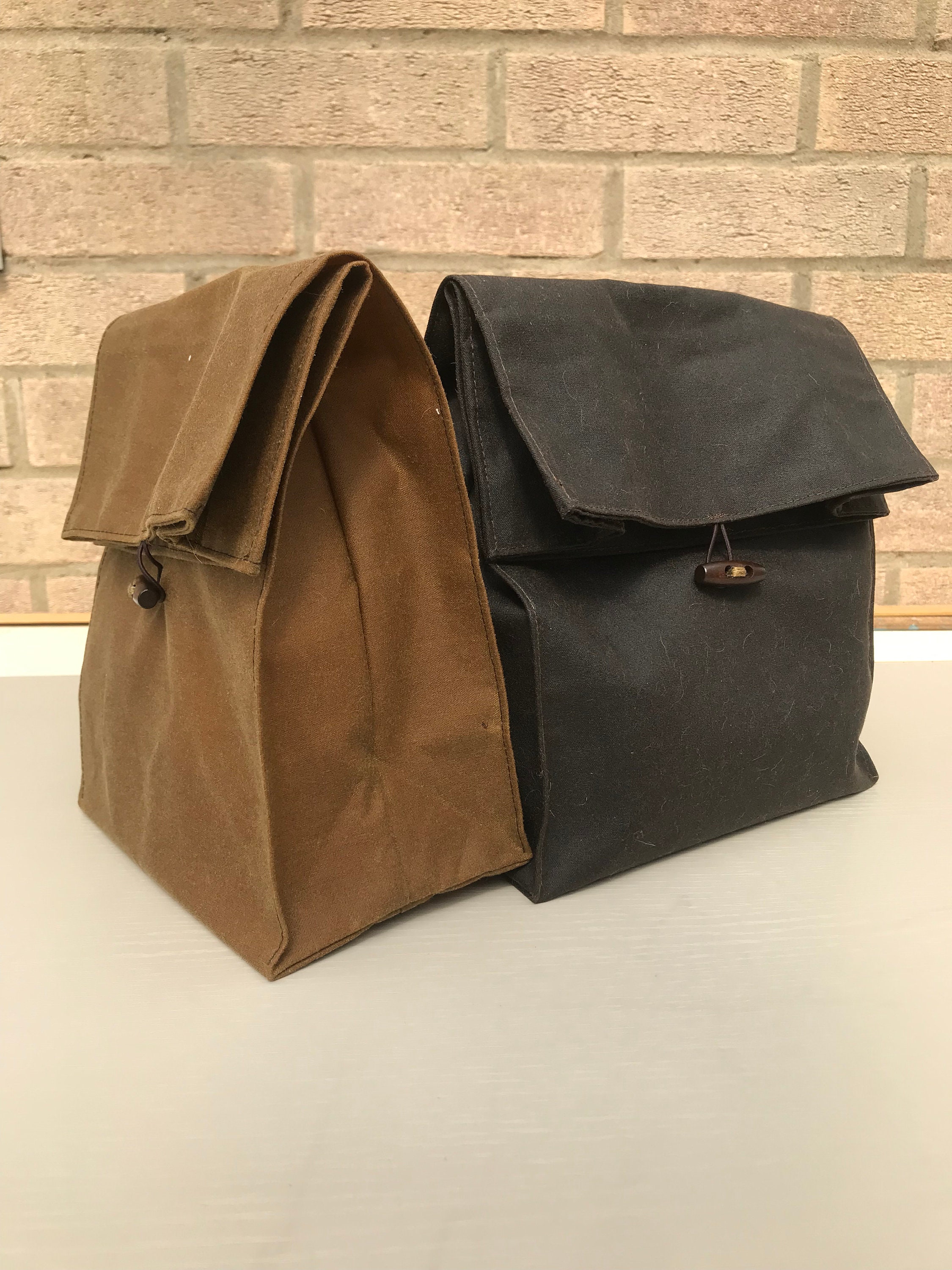 Waxed Cotton Canvas lunch sack fold over lunch bag. Reusable - Etsy.de