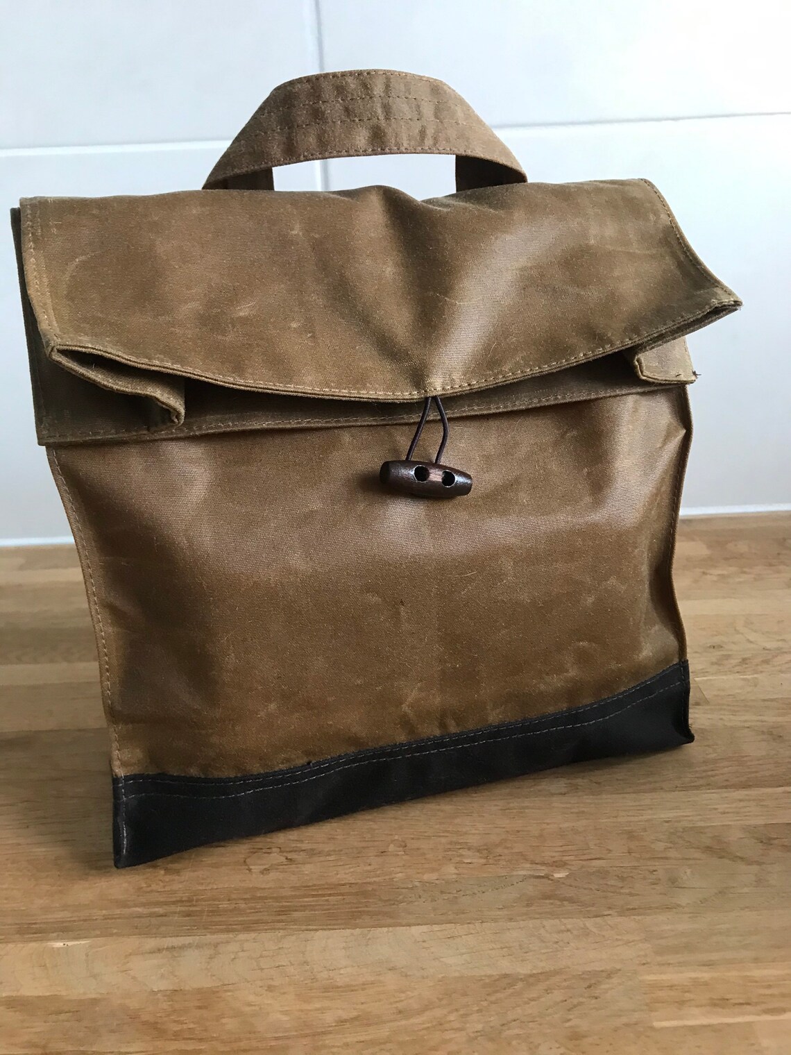 Waxed Cotton Canvas Lunch Sack Fold Over Lunch Bag. Reusable - Etsy UK