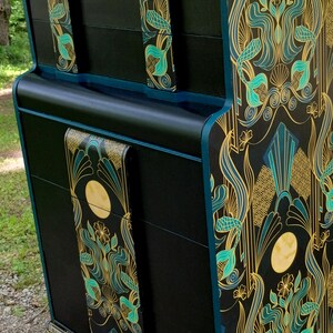Gorgeous Custom Art Deco Waterfall Dresser With Art Nouveau Stylized ...