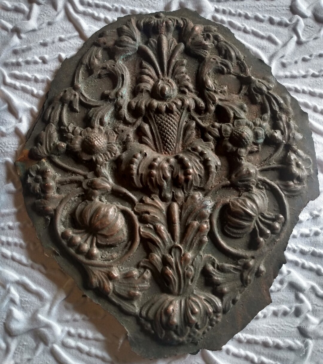 Antique Brass Decorative Embossed Piece Floral Motif - Etsy
