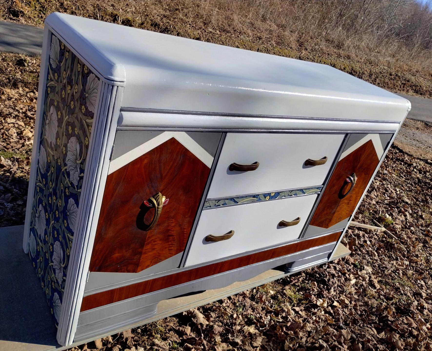 Art Deco Waterfall Buffet Sideboard, Floral Motif, Refinished - Etsy