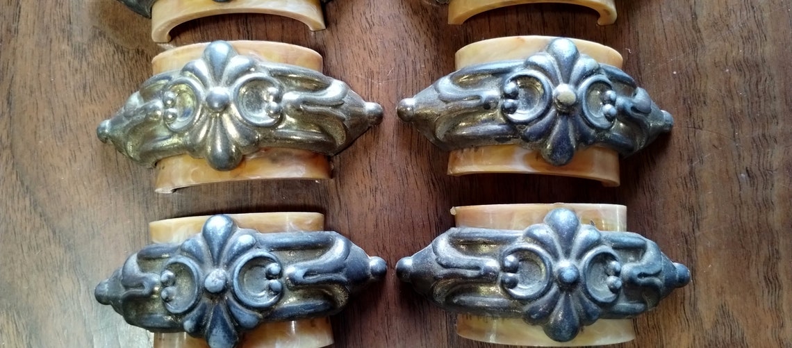 8 Art Deco Waterfall Drawer Pulls With Butterscotch Bakelite - Etsy
