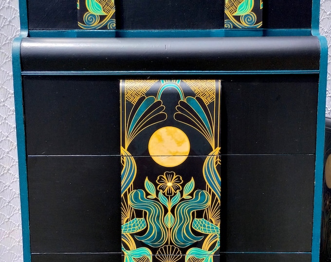 Gorgeous Custom Art Deco Waterfall Dresser With Art Nouveau Stylized ...