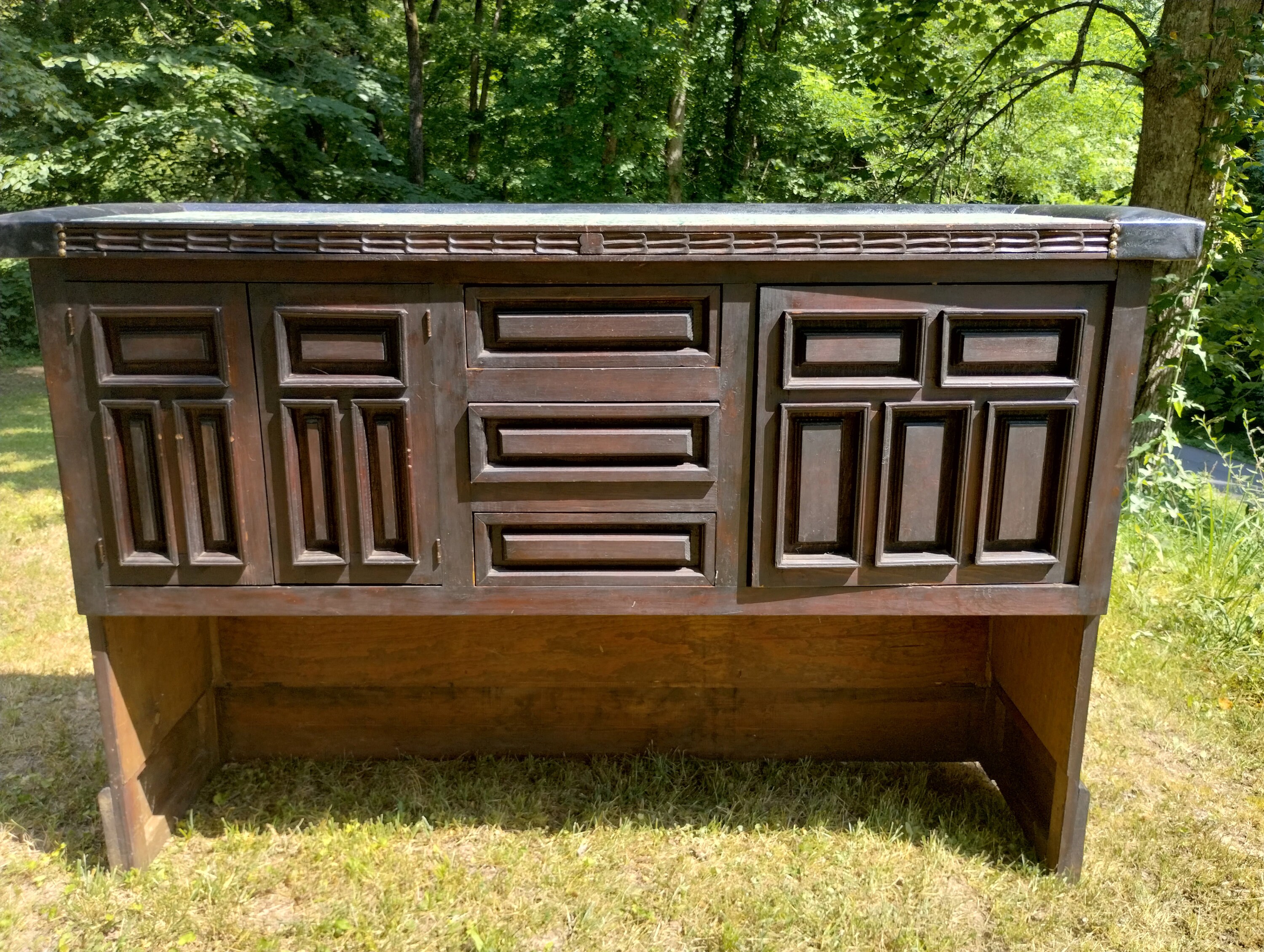 Vintage Spanish Revival Style Dry Bar With Inlaid Tile Top in Style of ...