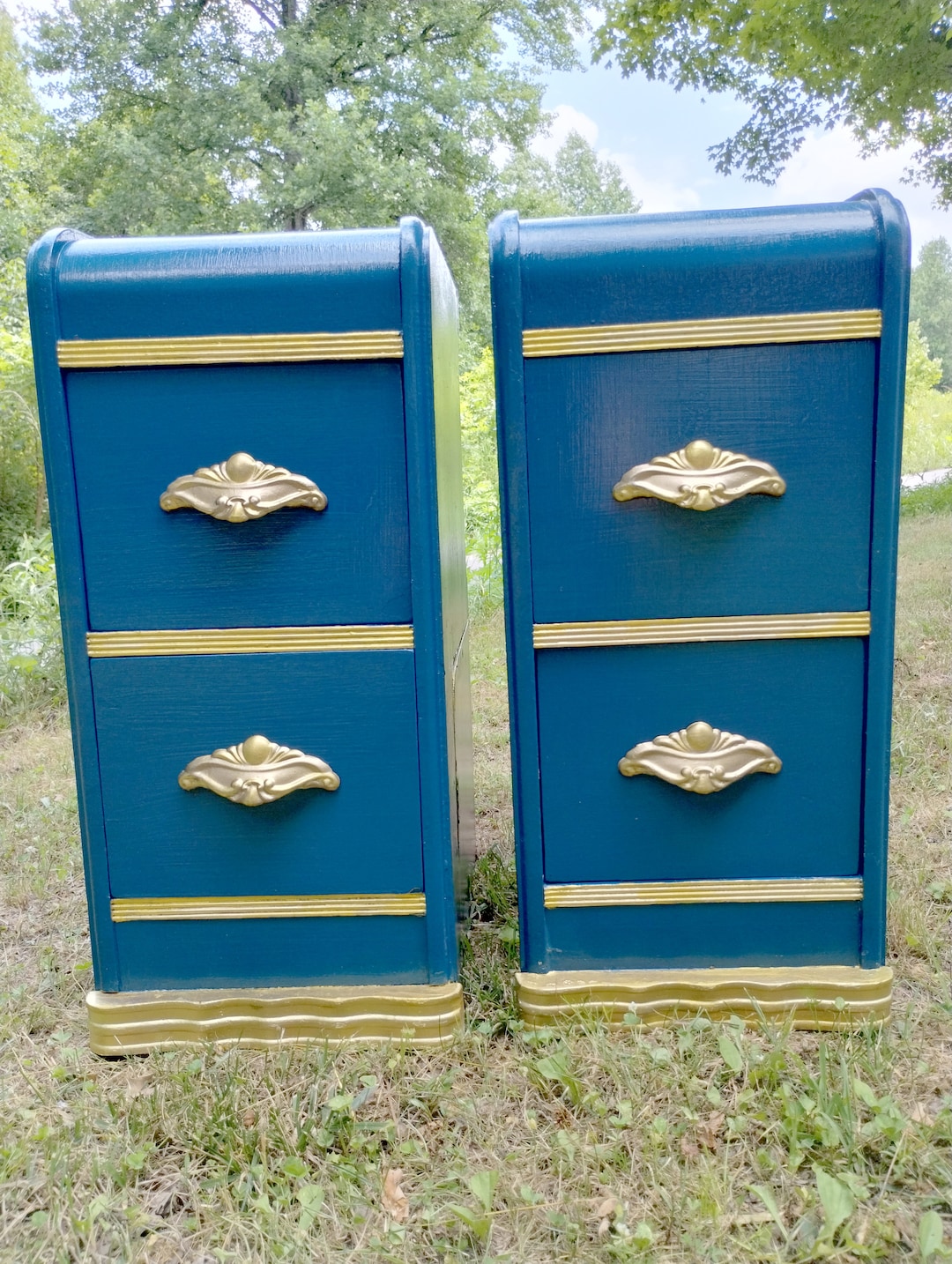 Gorgeous Art Deco Waterfall Nightstand in SW Moscow Midnight and Gold ...