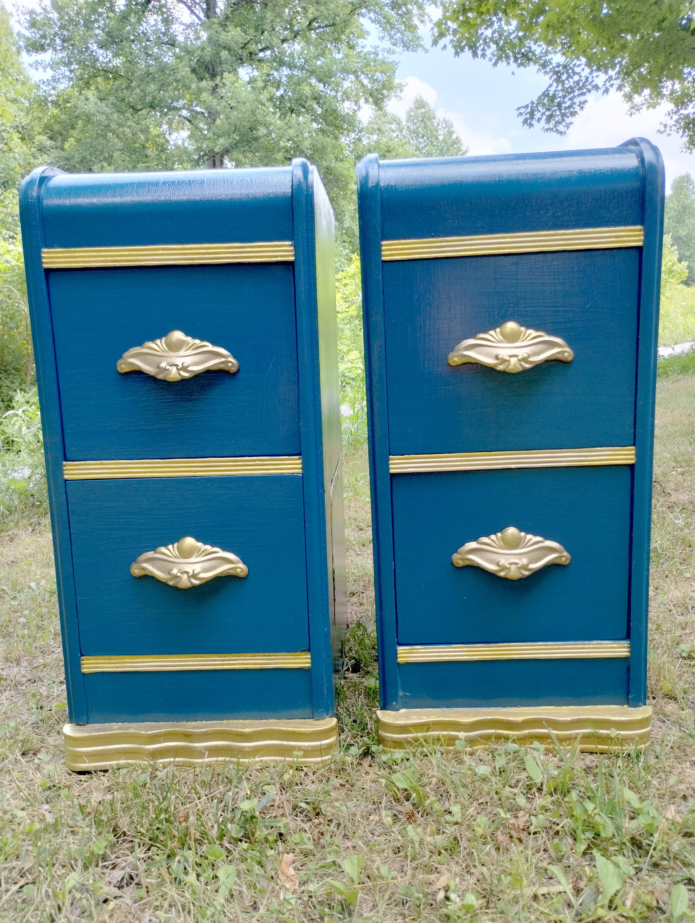 Antique waterfall nightstand store