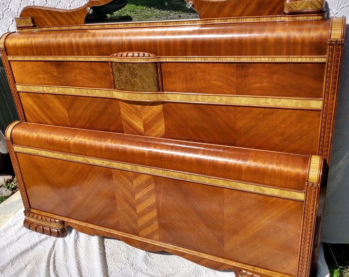 Stunning Art Deco Waterfall Bed With Mirror. Matching Dresser - Etsy