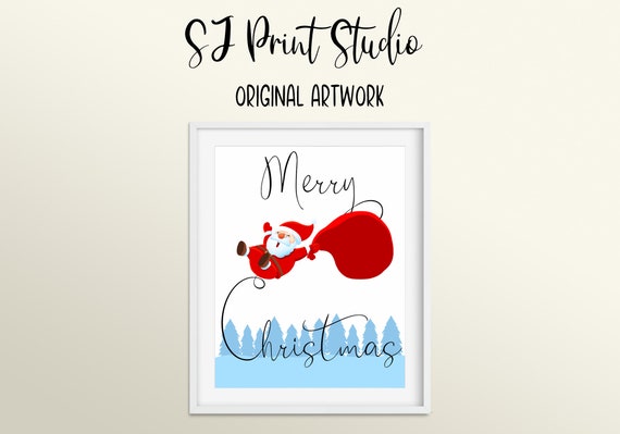 Printable Christmas Wall Art Santa Illustration Poster | Etsy