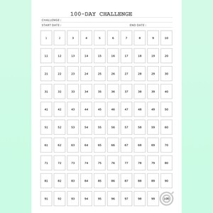Printable 100 Day Challenge, 100 Days Habit Tracker, Daily Goal Planner ...