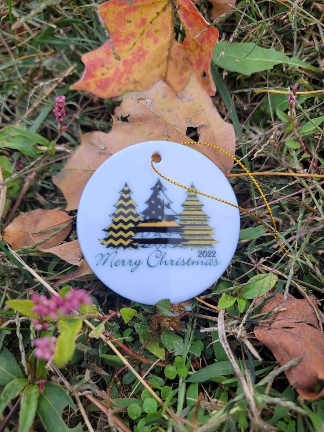 Thin Gold Line Christmas Tree Ornament - Etsy