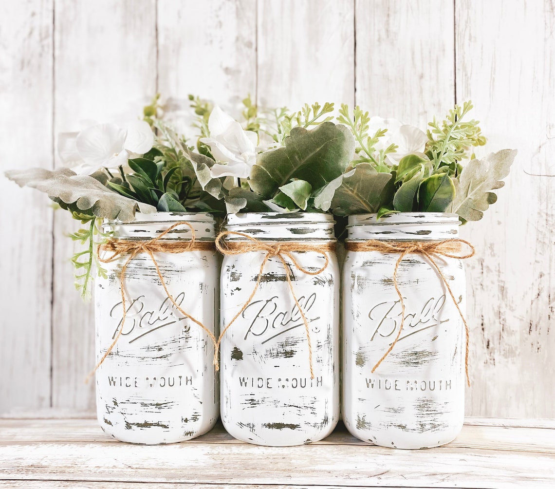 Farmhouse Mason Jars Centerpiece Farmhouse Home Décor | Etsy