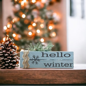 Mini Hello Winter Book Stack, Wooden Books, Christmas Tiered Tray Decor ...