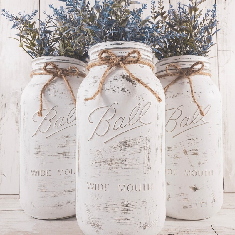 Shabby Mason Jar - Etsy