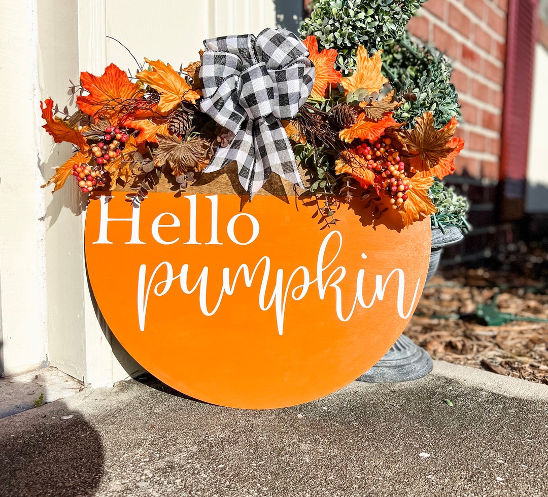 Hello Pumpkin Door Hanger Fall Door Sign Fall Decor Fall - Etsy