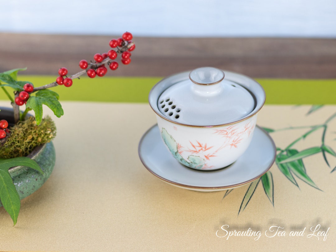 Ruware Red Bamboo Style Easy Gaiwan With Built-in Strainer Great for ...