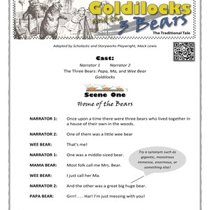 Goldilocks and the Three Bears Readers Theater - Etsy