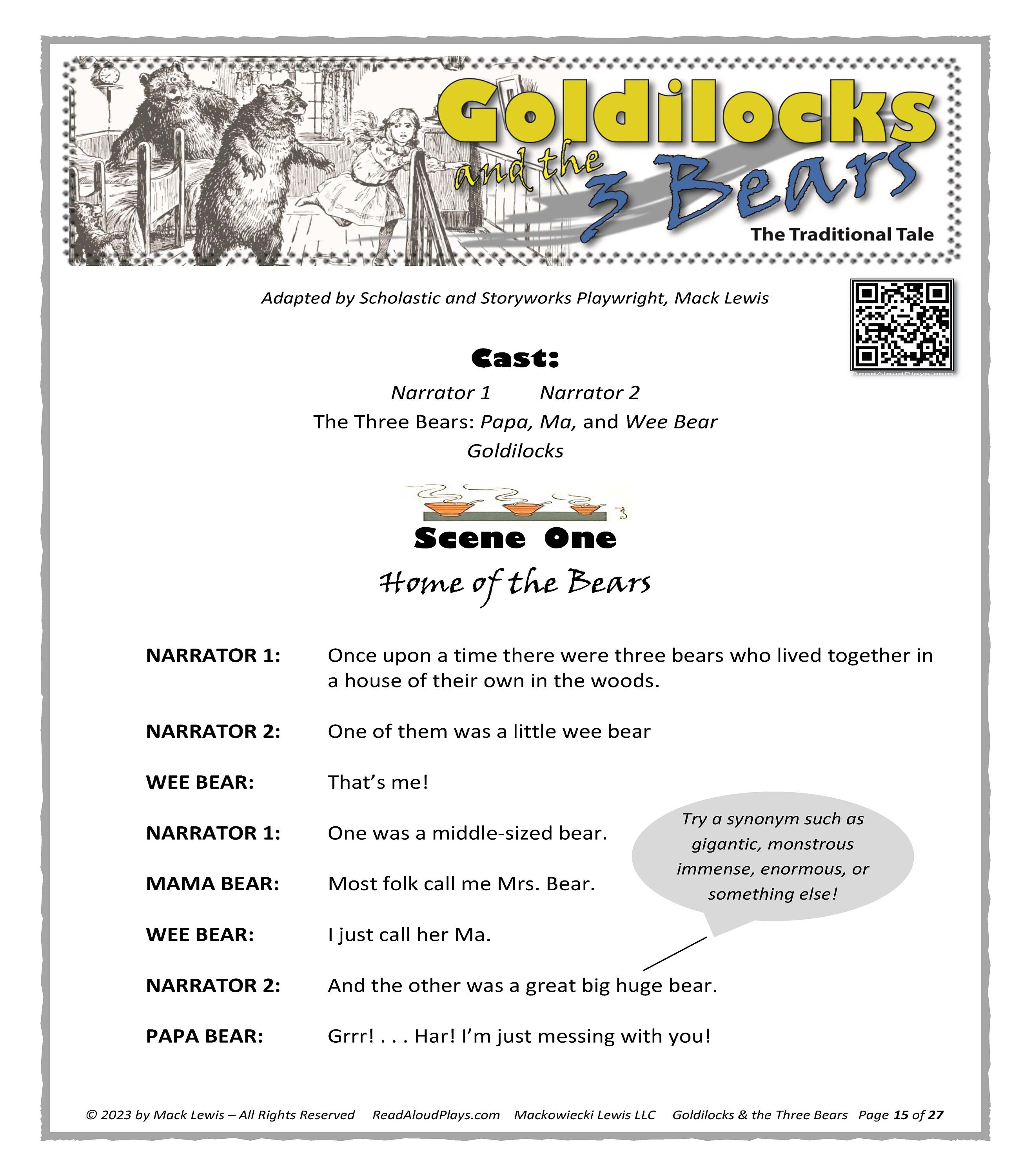 Goldilocks and the Three Bears Readers Theater - Etsy