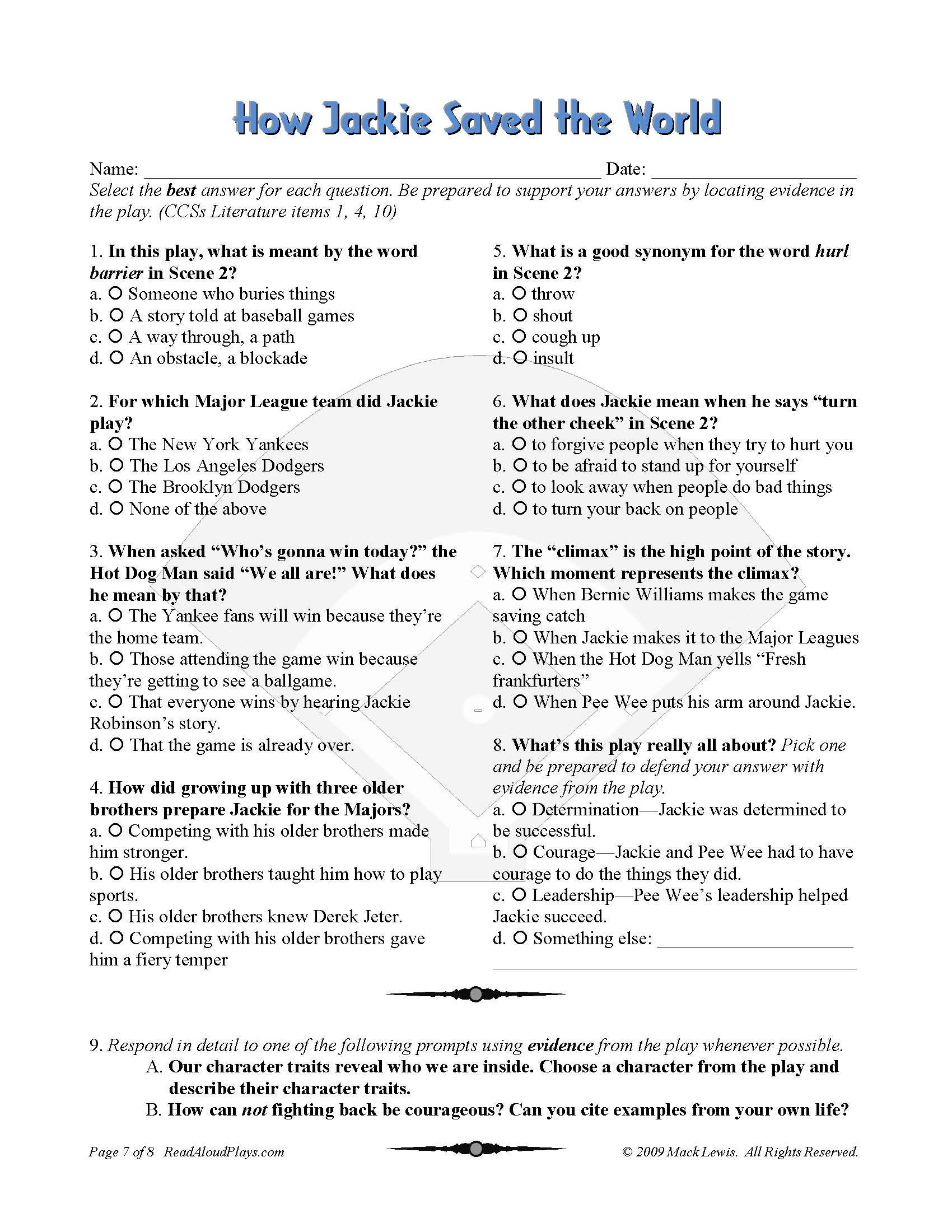 Jackie Robinson Reader's Theater - Etsy España