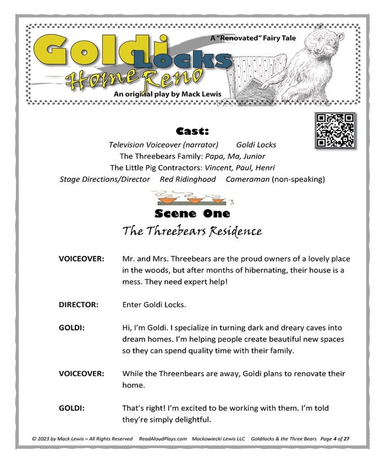 Goldilocks and the Three Bears Readers Theater - Etsy