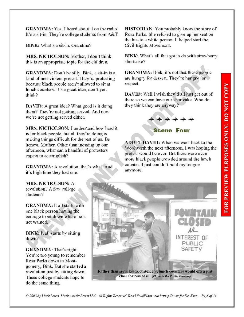 Lunch Counter Sit-ins MLK Reader's Theater - Etsy