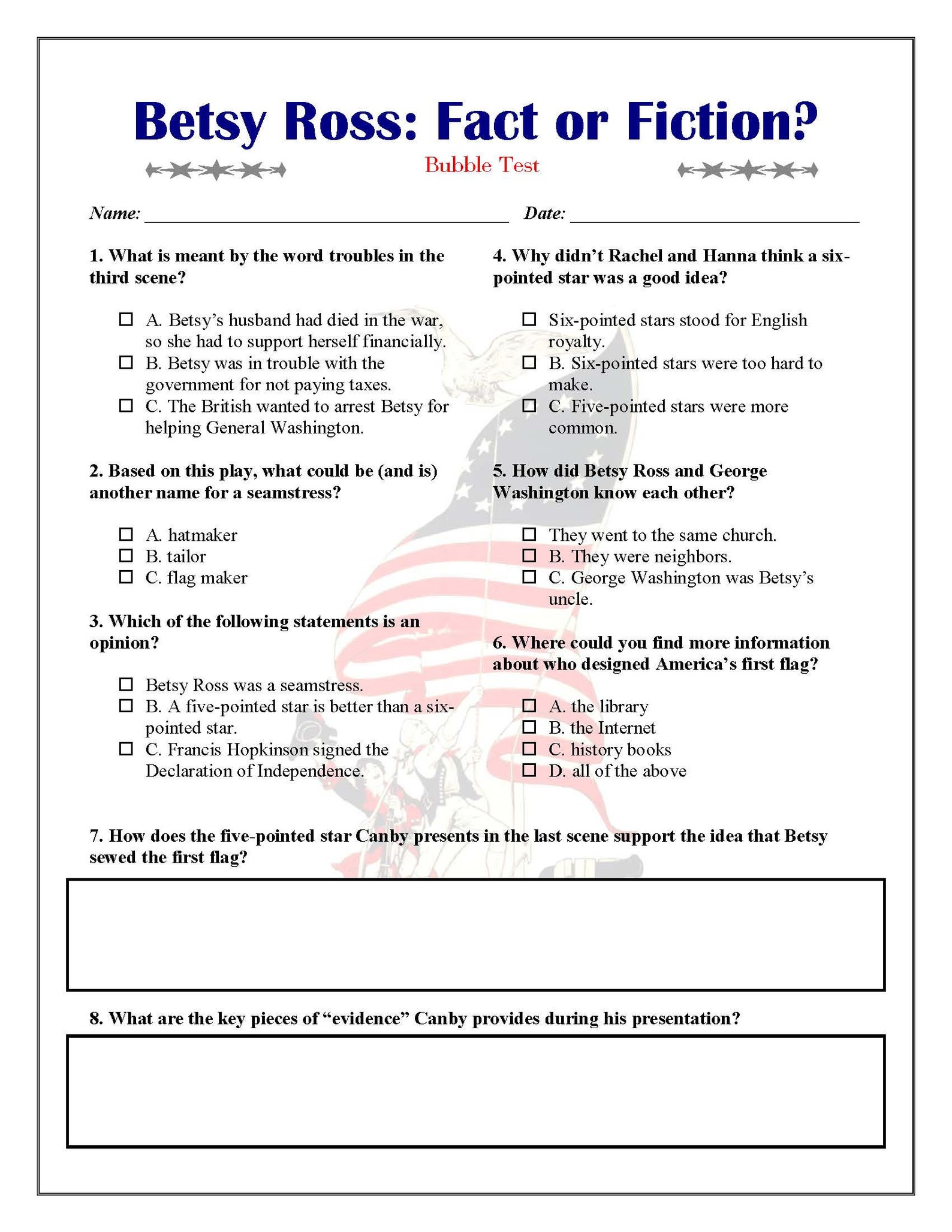 Reader's Theater: Betsy Ross Fact or Fiction - Etsy