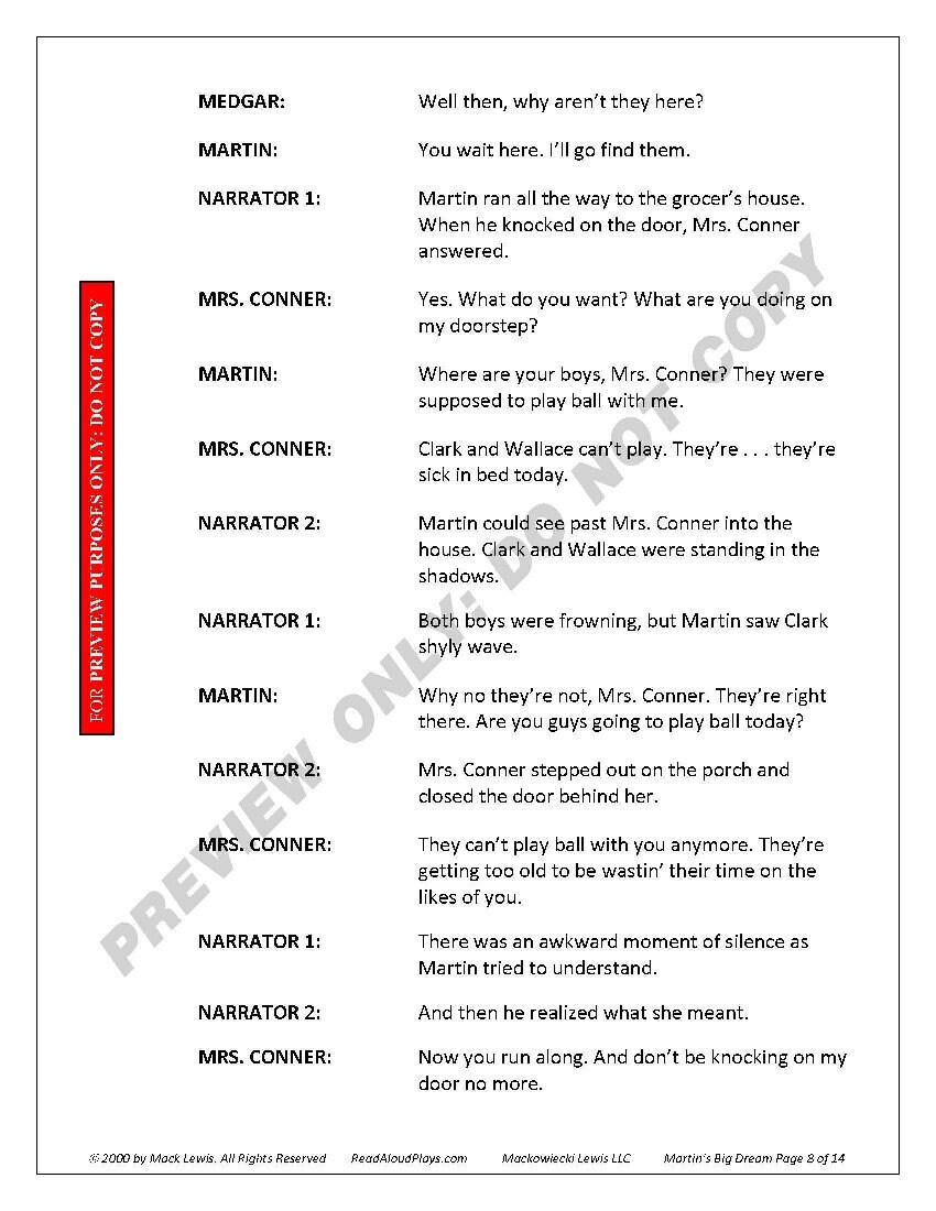 Martin's Big Dream Reader's Theater: the Childhood of Martin Luther ...