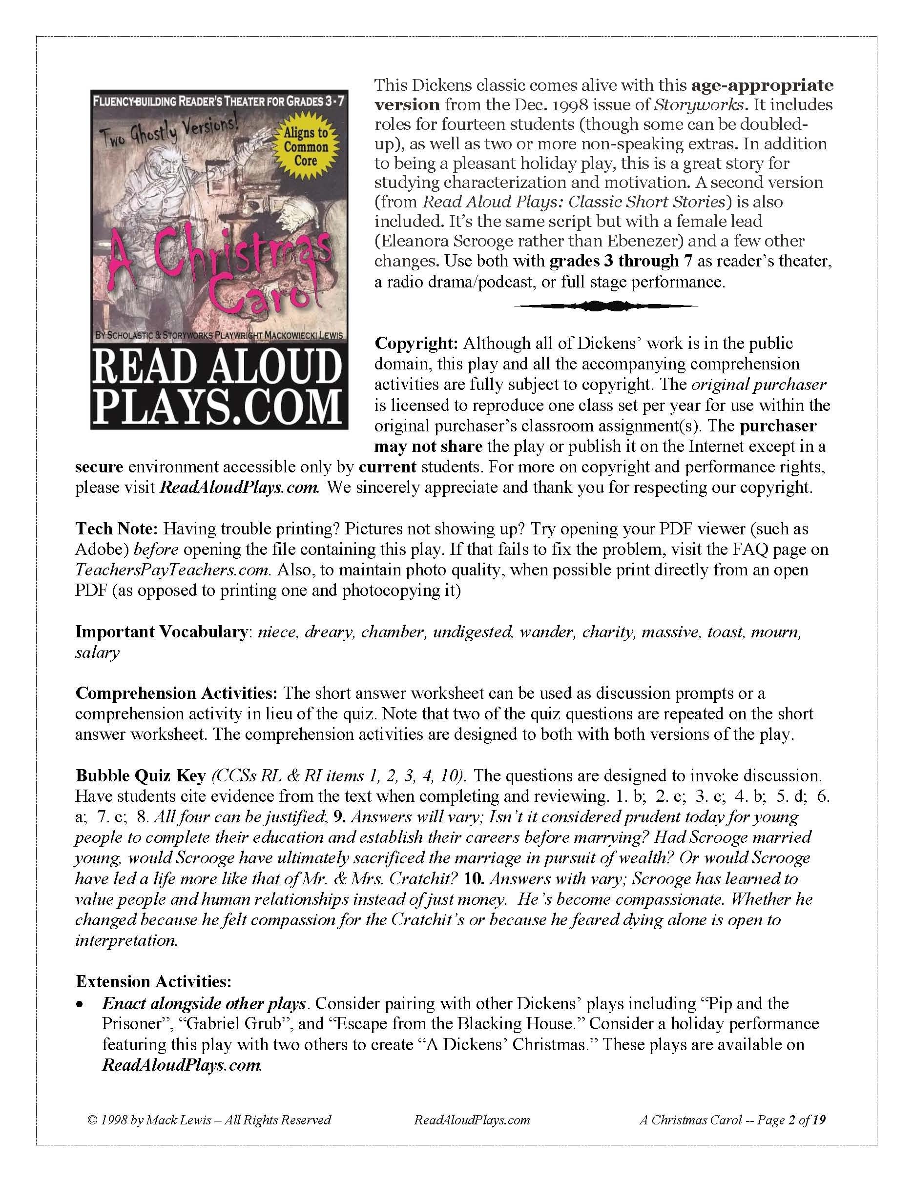 A Christmas Carol Classroom Play Script From Storyworks Magazine - Etsy