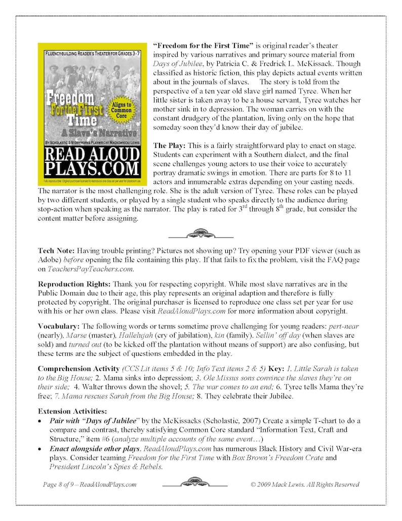 Juneteenth: Freedom for the First Time Readers Theater - Etsy