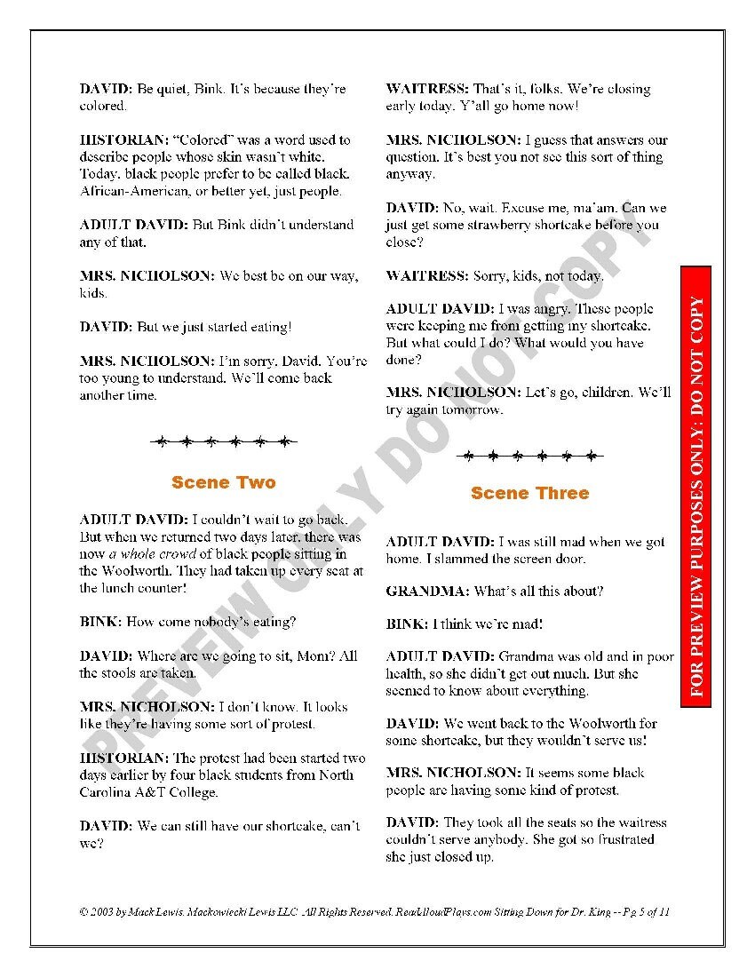 Lunch Counter Sit-ins MLK Reader's Theater - Etsy