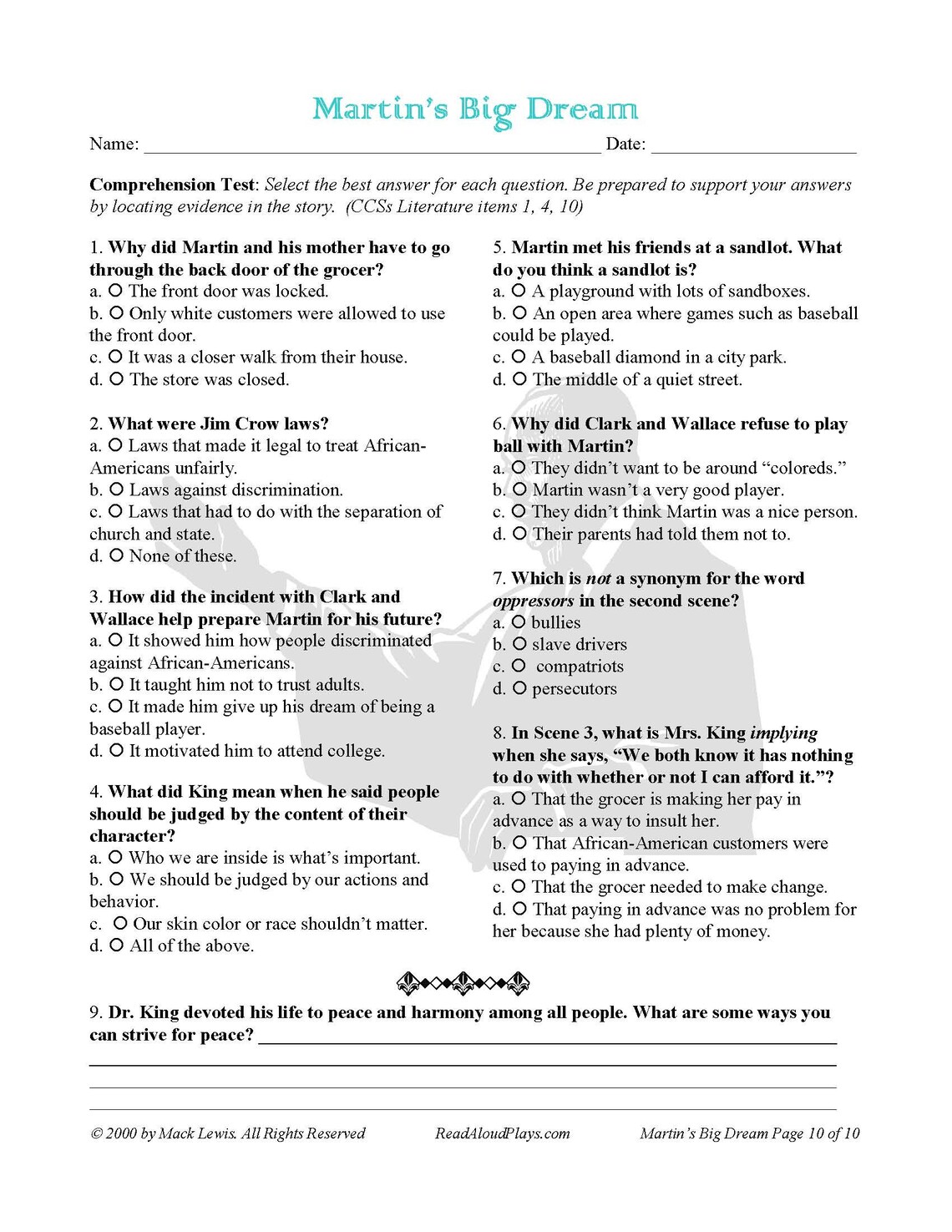 Martin's Big Dream Reader's Theater: the Childhood of - Etsy