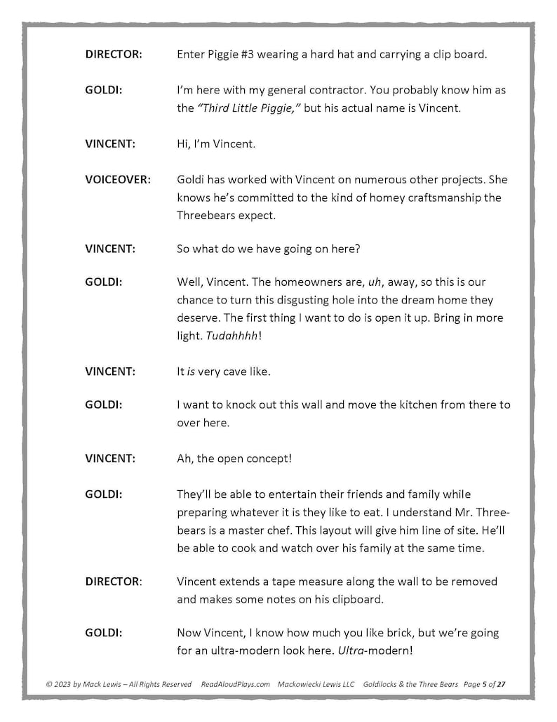 Goldilocks and the Three Bears Readers Theater - Etsy