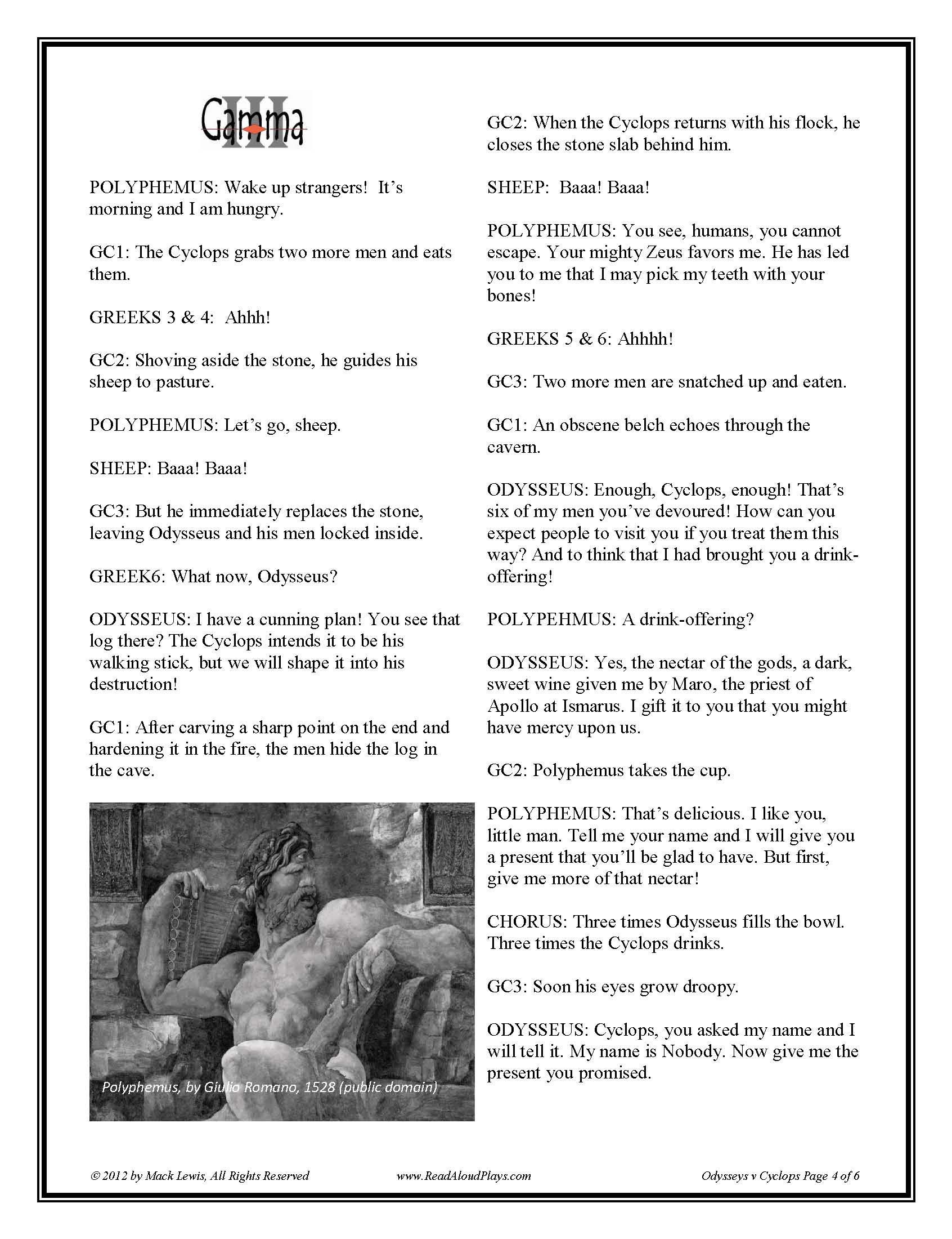 Cyclops V. Odysseus: Readers Theater From Homer's Odyssey - Etsy UK