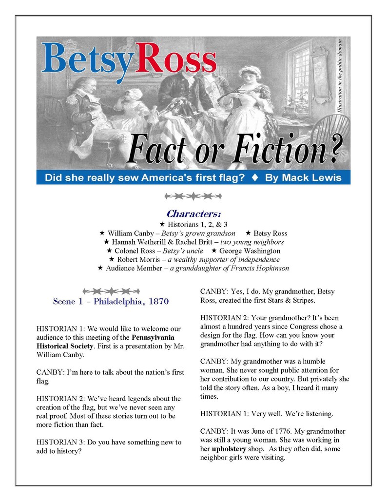 Reader's Theater: Betsy Ross Fact or Fiction - Etsy