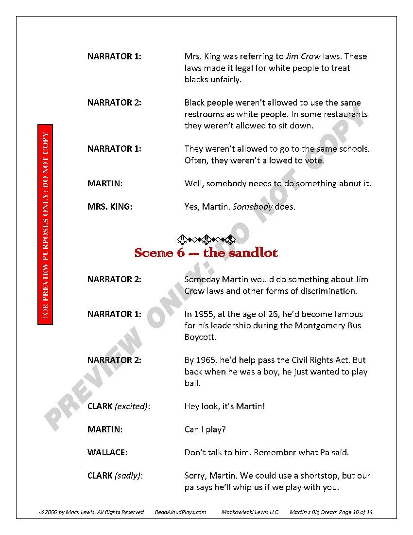 Martin's Big Dream Reader's Theater: the Childhood of Martin Luther ...