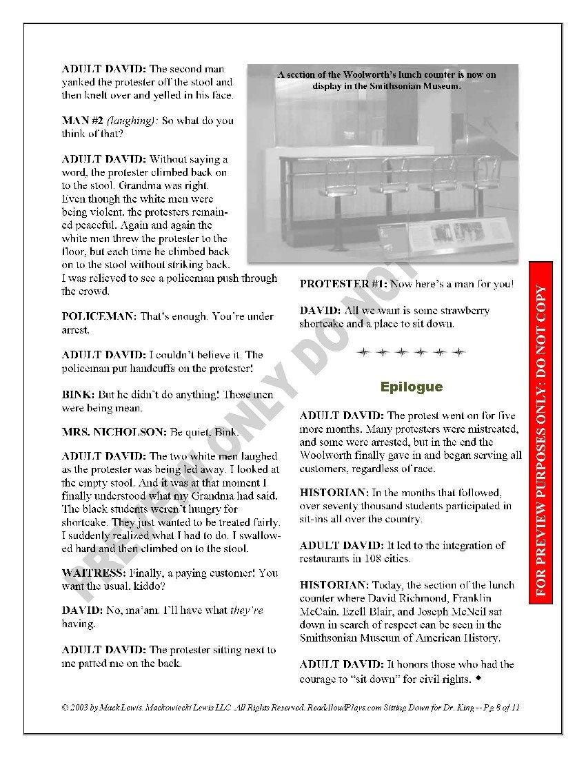 Lunch Counter Sit-ins MLK Reader's Theater - Etsy