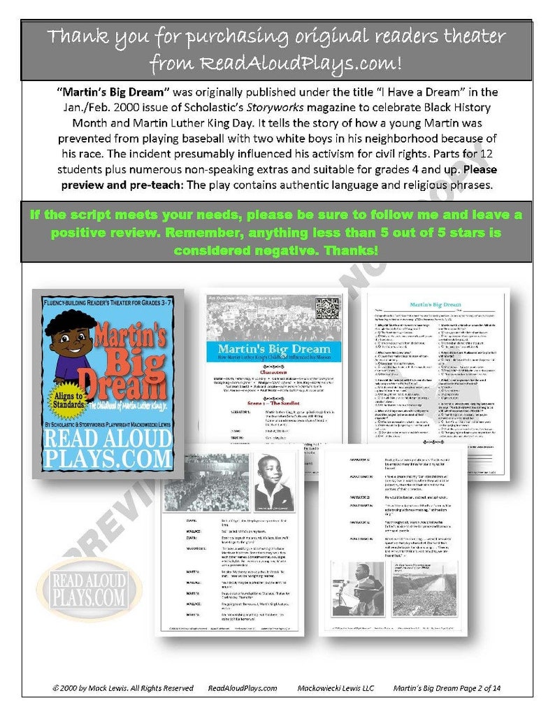 Martin's Big Dream Reader's Theater: the Childhood of Martin Luther ...
